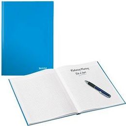 Leitz Notizbuch WOW DIN A4 kariert, blau-metallic Hardcover 160 Seiten