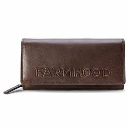 Farmhood Memphis Geldbörse RFID Schutz Leder 19 cm dark brown