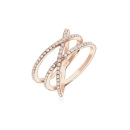 Elli Fingerring »Verschlungen Kristalle 925 Silber« Rosegold 52 mm Elegant funkelnder Ring für Damen