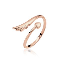 Elli Damen Fingerring &raquo;Herz Fl&uuml;gel Feminin Offen 925 Silber&laquo; rosa