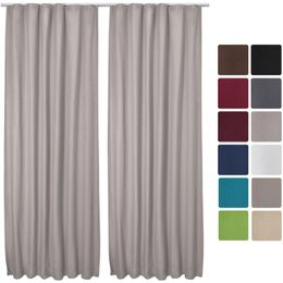 2er Set Beautissu Kräuselband Vorhang Amelie Luna thermo 140x245cm Grau