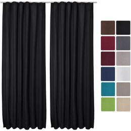 2er Set Beautissu Kräuselband Vorhang Amelie Luna thermo 140x245cm Schwarz