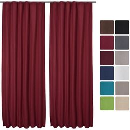 2er Set Beautissu Kräuselband Vorhang Amelie Luna thermo 140x245cm Rot