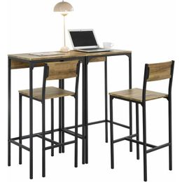 sobuy - OGT42-F 4-teilig Bartisch mit Stühlen Esstisch Bistrotisch Stehtisch Küchentisch Küchentresen Bistromöbel Sitzgruppe Bartisch-Set, 2