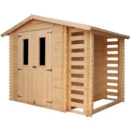 Gartenhaus mit Brennholzregal aus Holz 4,47 m2 - Gartenschuppen Holz – B206xL272xH218 cm - Geräteschuppen Timbela M386