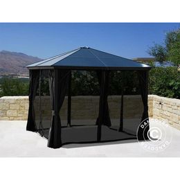 Dancover Pavillon Santa Barbara mit Vorhängen und Moskitonetz, 4x4m, Schwarz - Schwarz