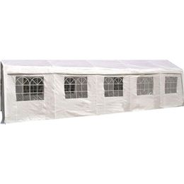 DEGAMO Seitenplane für Partyzelt, Länge 10 Meter, pvc weiß mit Fenstern - weiss