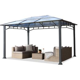 Intent24 - Gartenpavillon 3x4 m Aluminium Gestänge Polycarbonat Dach 8mm Pavillon Gartenzelt ohne Seitenteile - loft grey