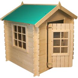 Kinderspielhaus aus Holz - Spielhaus im Freien für Kinder - 111x113xH121 cm/0.9 m2 - Die Dachfarbe ist grün Timbela M570Z-1
