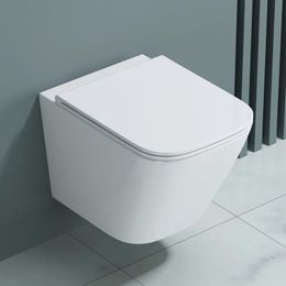 Doporro - Hänge-WC Spülrandlos 52x36x36cm Wand-WC Aachen112 inkl. Softclose Keramik Tiefspül-Toilette Weiß - Weiß | Modell A112