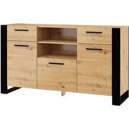 Bim Furniture - Kommode nuka c 197,5 cm handwerks-eiche / schwarz matt