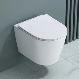 Doporro - Hänge wc Weiß Toilette inkl. abnehmbaren WC-Sitz mit Absenkautomatik wc Komplettset Spülrandlos 48.3 x 36.5 x 40 cm - Weiß | Modell A108