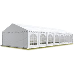 Toolport Festzelt Partyzelt 6x14 m premium, hochwertige pvc Plane 750 n in weiß 100% wasserdicht mit Bodenrahmen - weiß