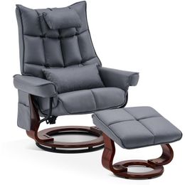 M Mcombo Relaxsessel mit Hocker 9076, Drehbare Fernsehsessel mit Liegefunktion, Moderner TV-Sessel Stuhl für Wohnzimmer, mit Kissen & Seitentasche,