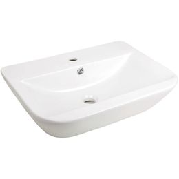 aquaSu - Handwaschbecken leNado, 60 cm breit, Waschtisch in eckiger Form, Waschbecken in weiß