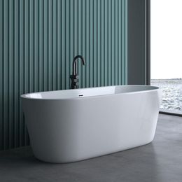 Freistehende Design-Badewanne Vicenza505 175x80x65 cm mit Ablaufgarnitur und Überlauf aus Acryl in Weiß und DIN-Anschlüssen - Weiß - Doporro