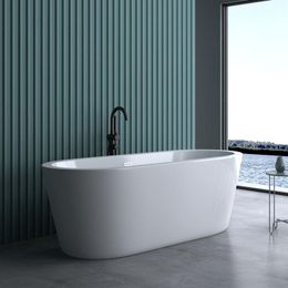 Freistehende Design-Badewanne Vicenza511 180x80x62,5cm mit Ablaufgarnitur aus Acryl in Weiß und DIN-Anschlüsse - Weiß - Doporro