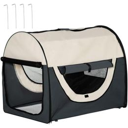 PawHut - Hundebox faltbare Hundetransportbox Transportbox für Haustier Katzen Dunkelgrau 97 x 71 x 76 cm - Dunkelgrau