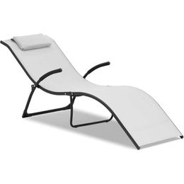 Uniprodo - Gartenliege Sonnenliege Liegestuhl Relaxliege Klappbar hellgrau Stahlrahmen