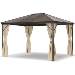 Profi-Pavillon Metall-Gartenüberdachung 300 x 365 cm braunes Dach/ Seitenteile in natur - Leco