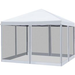 Faltpavillon Pavillon Faltzelt mit Seitenwänden inkl. Tragetasche Metall+Oxford Cremeweiß 3x3m - Cremeweiß - Outsunny