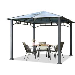 Gartenpavillon 3x3 m Aluminium Gestänge Polycarbonat Dach ca. 8 mm Pavillon Gartenzelt ohne Seitenteile - loft grey