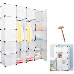 HENGDA 20 Würfel Weiß Regalsystem Kleiderschrank Kunststoff diy Garderobenschrank mit Türen Garderobe für Kinderzimmer Schlafzimmer einfach zu montieren
