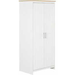 Beliani Kleiderschrank Weiß Faserplatte 52 x 79 x 180 cm mit 2 Türen 2 herausnehmbaren Fächern und Kleiderstange Wohnzimmer Schlafzimmer Flur Garderobe