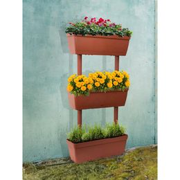 Set von 3 Vasen für den häuslichen Gemüsegarten, Set von 3 Blumentürvasen für Innen oder Außenbereich, 100% Made in Italy, 49x22h16 cm, braune Farbe