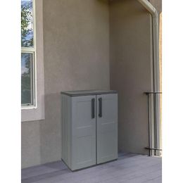Mehrzweck oder Innenschrank, niedriger Kleiderschrank mit 2 Türen und 1 Polypropylenregal, 100% Made in Italy, 68x37h84 cm, graue Farbe - Dmora