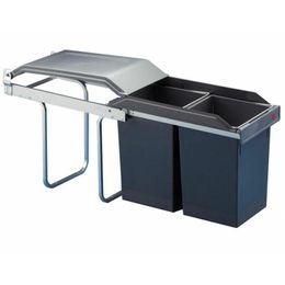 Mülleimer Küche, Einbau ab 30 cm Schrank, 2-fach Abfalleimer - Grau - Hailo