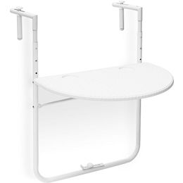 Balkonhängetisch bastian klappbar, 3-fach höhenverstellbarer Klapptisch, Tischplatte b x t: 60 x 40 cm, weiß - Relaxdays