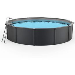 Stahlwand Swimming Pool Set Nuovo de Luxe anthrazit / silbergrau ø 360 x 120 cm ohne Zubehörset - Steinbach