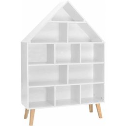 Kinder Bücherregal Hausform Kinderregal mit 5 Ebenen weiß - WOLTU