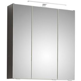 Lomadox Badezimmer Spiegelschrank, 65 cm breit, QENA-66 in Quarzgrau Matt Touch, b/h/t ca. 65/70/16 cm - grau