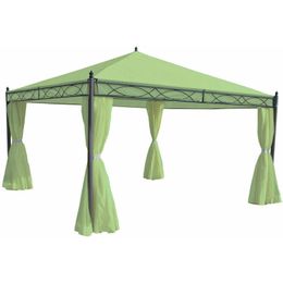 HHG Pergola Calpe, Garten Pavillon, stabiles 7cm-Gestell mit Seitenwand grün 4x4m - green