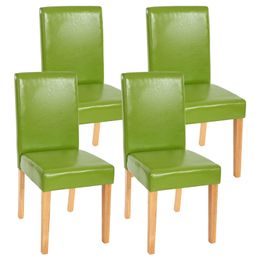 MCW 4er-Set Esszimmerstuhl Stuhl Küchenstuhl Littau ~ Kunstleder, grün, helle Beine