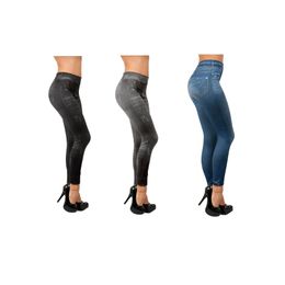 Comfortisse® Jeggings - Leggings 3er Set mit Taschen Slim Jeggings