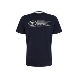 Tom Tailor Herren T-Shirt mit Logo Print, blau, Logo Print, Gr. L