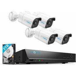 Reolink 4K Überwachungskamera Aussen Set, Smarter Personenerkennung und Fahrzeugerkennung 8CH Videoüberwachung mit 4X 8MP PoE ip Kamera und 2TB hdd nvr,