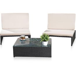 Melko Vielseitiges Gartenmöbel-Set – Sonnenliege, Sitzbank oder zwei Stühle mit Rückenlehne, mit Tisch aus Polyrattan, Gartenliege robust und wetterfest,