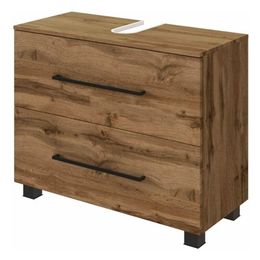 Lomadox Waschbeckenunterschrank 70 cm MANLY-03 Wotaneiche Nb. b/h/t: 70/58/35 cm - braun