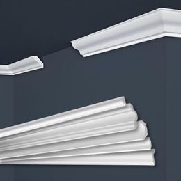 Marbet Design - Stuckleisten xps Styropor weiß 2 Meter Deckenleisten Wandleisten E-Leisten Modelle: E-4 / 30x30mm, 50 Meter / 25 Leisten