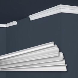 Marbet Design - Stuckleisten xps Styropor weiß 2 Meter Deckenleisten Wandleisten E-Leisten Modelle: E-2 / 17x25mm, 40 Meter / 20 Leisten