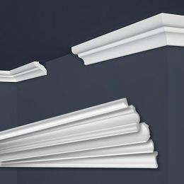 Marbet Design - Stuckleisten xps Styropor weiß 2 Meter Deckenleisten Wandleisten E-Leisten Modelle: E-6 / 32x33mm, Max. Paket (bester Meterpreis)
