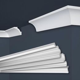 Marbet Design - Stuckleisten xps Styropor weiß 2 Meter Deckenleisten Wandleisten E-Leisten Modelle: E-12 / 50x50mm, 50 Meter / 25 Leisten