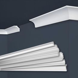 Marbet Design - Stuckleisten xps Styropor weiß 2 Meter Deckenleisten Wandleisten E-Leisten Modelle: E-11 / 35x35mm, 50 Meter / 25 Leisten