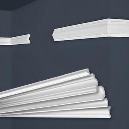 Marbet Design - Stuckleisten xps Styropor weiß 2 Meter Deckenleisten Wandleisten E-Leisten Modelle: E-18 / 19x38mm, 20 Meter / 10 Leisten