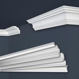 Marbet DESIGN Stuckleisten XPS Styropor weiß 2 Meter Deckenleisten Wandleisten E-Leisten Modelle: E-14 / 50x50mm, 50 Meter / 25 Leisten