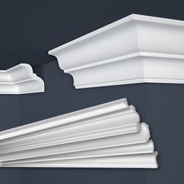 Marbet Design - Stuckleisten xps Styropor weiß 2 Meter Deckenleisten Wandleisten E-Leisten Modelle: E-10 / 80x87mm, 30 Meter / 15 Leisten